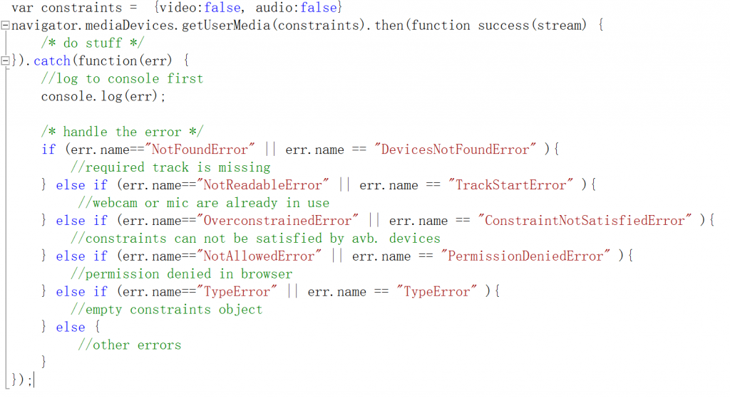 getUserMedia()出现的常见错误 | WebRTC中文网-最权威的RTC实时通信平台